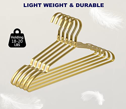 Amber Home Premium Matte Gold Aluminum Coat Hangers 20 Pack, 16.5β Extra Smooth & Durable Metal Shirt Dress Hanger, Light & Sturdy Metal Rack for Jacket Trouser Pant Slack