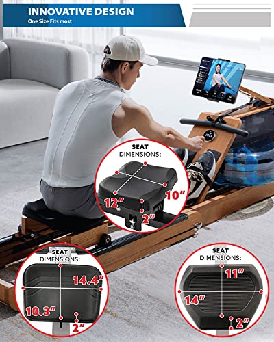 Rowing Machine Seat Cushion - 100% Gel Padded Rower Seat Cushion for Hydrow, Concept 2 Rowing Machine and Other Row Machines - Rower Accessories and Seat Pad (Black)