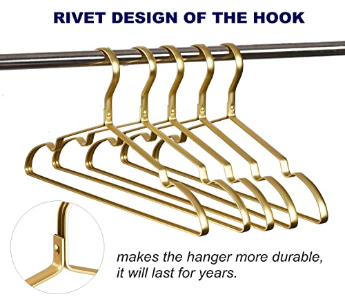 Amber Home Premium Matte Gold Aluminum Coat Hangers 20 Pack, 16.5β Extra Smooth & Durable Metal Shirt Dress Hanger, Light & Sturdy Metal Rack for Jacket Trouser Pant Slack