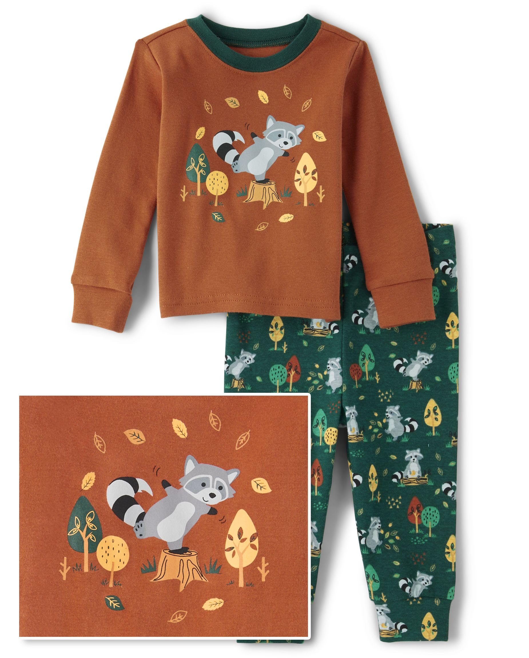 The Children's Place,and Toddler Long Sleeve Top and Pants Snug Fit 100% Cotton 2 Piece Pajama Set,SPRUCE SHADE,3T