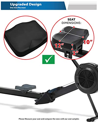 Rowing Machine Seat Cushion - 100% Gel Padded Rower Seat Cushion for Hydrow, Concept 2 Rowing Machine and Other Row Machines - Rower Accessories and Seat Pad (Black)
