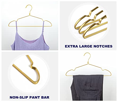 Amber Home Premium Matte Gold Aluminum Coat Hangers 20 Pack, 16.5β Extra Smooth & Durable Metal Shirt Dress Hanger, Light & Sturdy Metal Rack for Jacket Trouser Pant Slack
