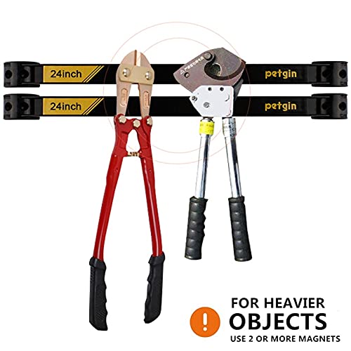 Petgin Magnetic Tool Holder 24 Inch 3 Pack Heavy Duty Magnet Tool Bar Strip Rack Wall Mount for Tool Box Organizers and Storage (With Buckle,Splicing Installation