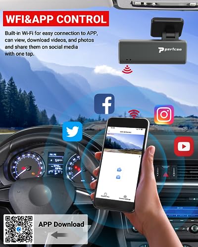 Dash Cam 2K WiFi Car Camera 1440P Dash Camera for Cars,Front Dashcam for Cars with Super Night Vision, WDR, Loop Recording, G-Sensor, 170°Wide Angle, Parking Monitor, WiFi &APP, Support 128GB Max
