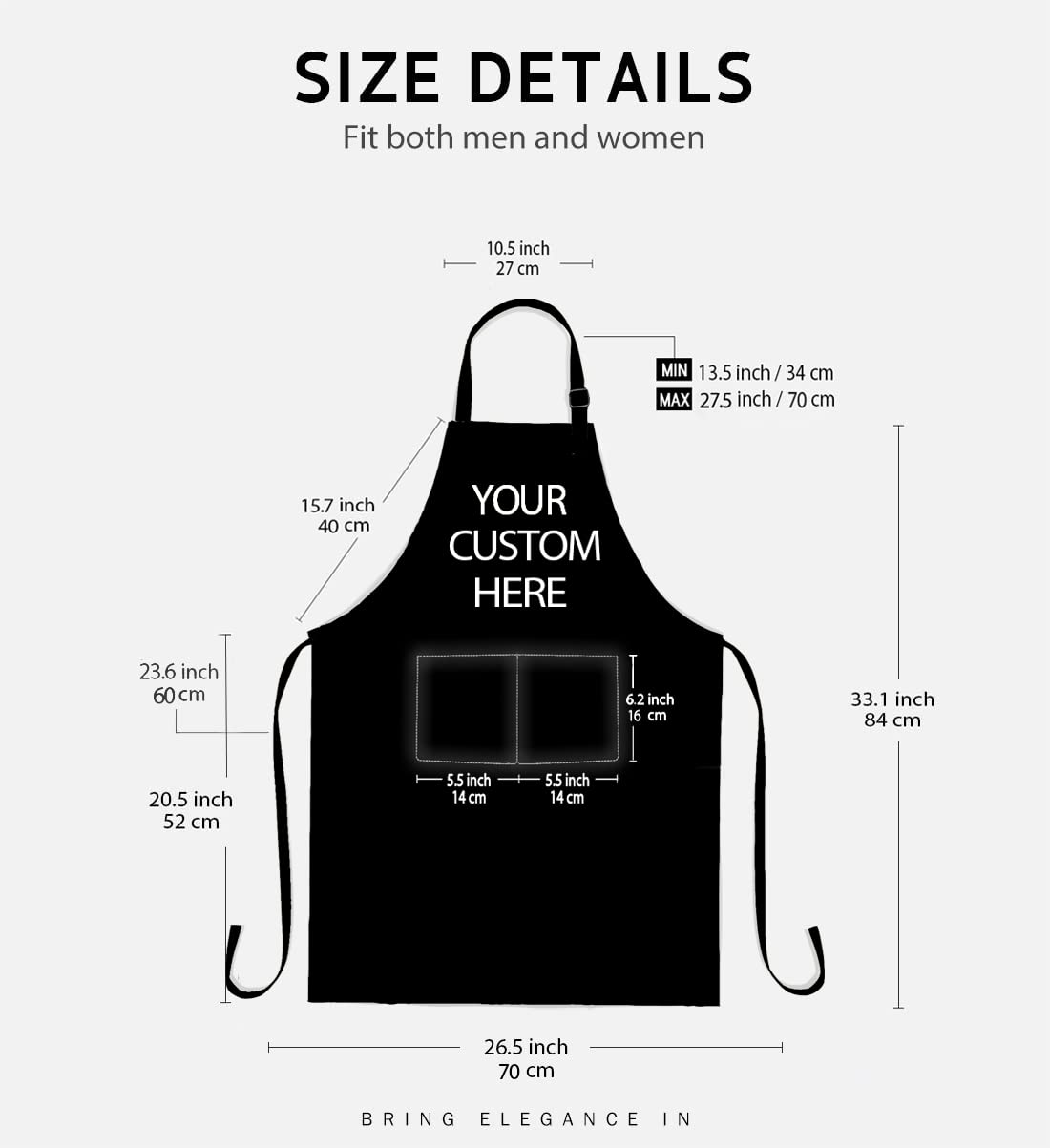 SSCSTS (WQZYSS104) Welcome Eyelashes Adjustable Neck Strap Apron with 2 Pockets, 26x33in, Color #3 Animal Print