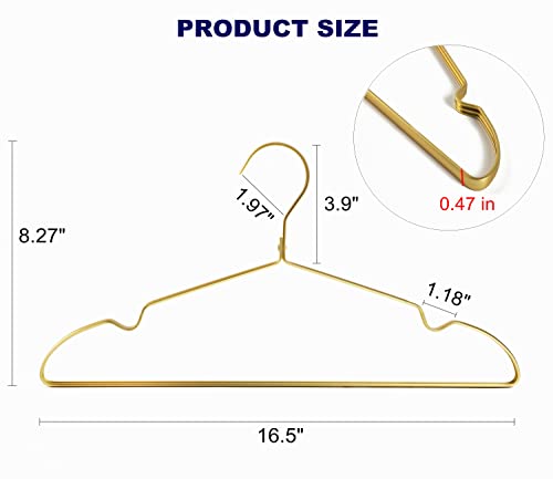 Amber Home Premium Matte Gold Aluminum Coat Hangers 20 Pack, 16.5β Extra Smooth & Durable Metal Shirt Dress Hanger, Light & Sturdy Metal Rack for Jacket Trouser Pant Slack
