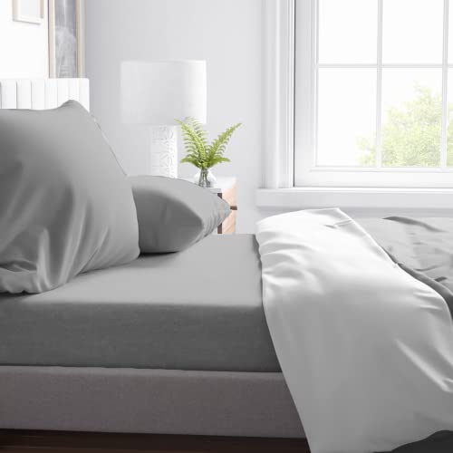 Kotton Culture King Sheets 4 Piece 100% Egyptian Cotton 600 Thread Count Soft Organically Grown Long Staple Cotton Bedding Luxury Hotel Sheets with Deep Pocket Snug Fit Sateen Weave (Silver)
