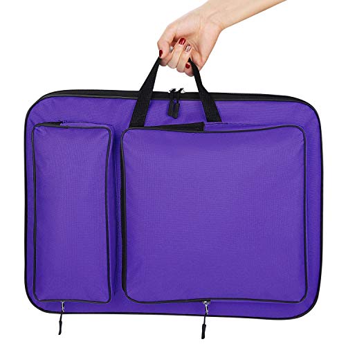 A3 Art Portfolio Carry Case Adjustable Water-Resistant Art Carrying Shoulder Bag Portable Student Drawing Board Bag Multi-Functional Zipper Sketching Bags Waterproof Artist Portfolio Backpack Tote Bag