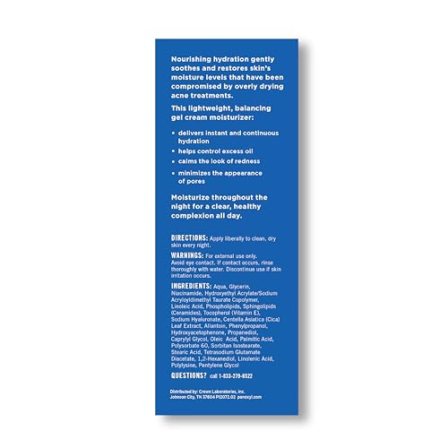 PanOxyl PM Balancing Repair Moisturizer with Niacinamide, Ceramides and Cica, Hydrating Face Moisturizer, Acne Prone Skin and Dry Skin, Non-Comedogenic Night Face Moisturizer, 3 oz