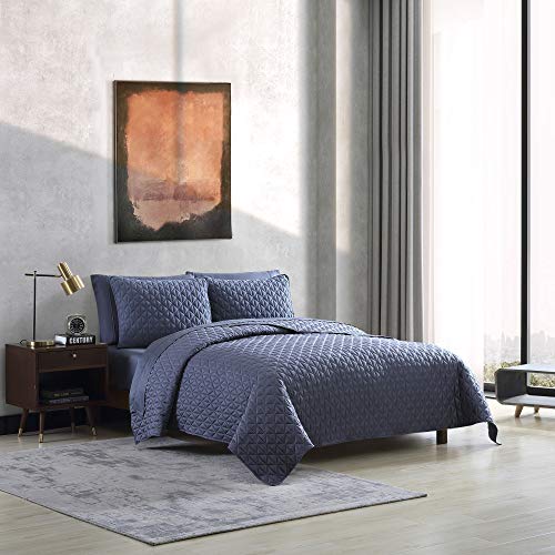 Valeron Palermo Tencel Modal-Performance, Cooling, Silky Soft-Solid Diamond Stitched Quilted Sham Set, King, Navy