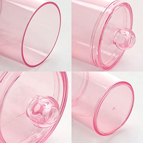 Tbestmax 4 pcs Qtips Holder Bathroom Container, 10 OZ Apothecary Jar, Pink Cotton Ball/Swabs Dispenser Organizer for Storage