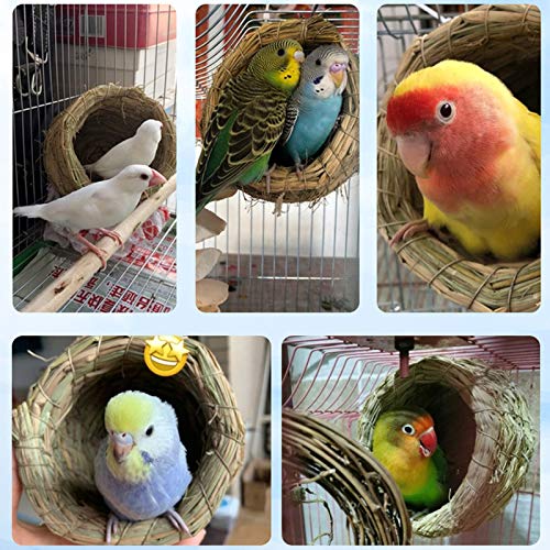 2Pcs Birdcage Straw, Lucky Interests Natural Fiber Simulation Birdhouse, Resting Breeding Place for Birds, Handmade Birds Nest Straw Bird, Hideaway from Predators, Provides Shelter from Cold Weather