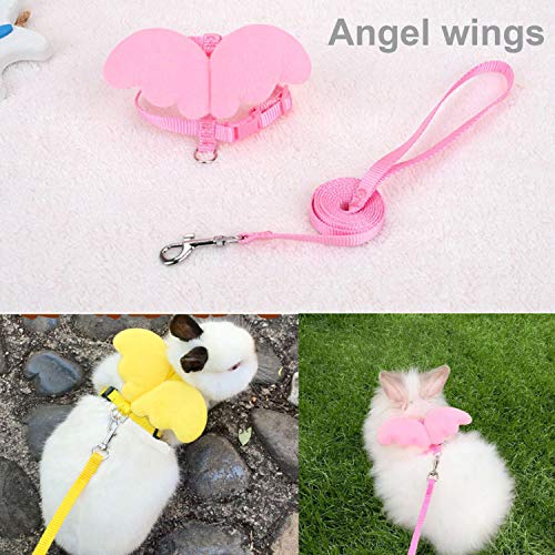 ROZJOVU Rabbit Harness and Leash, Adjustable Bunny Harness, Cute Bunny Collar Leash for Jogging Pet Bunny Supplies Accessories Harness and Leash Set for Adult Guinea Pig,Ferret,Small Pet Animals