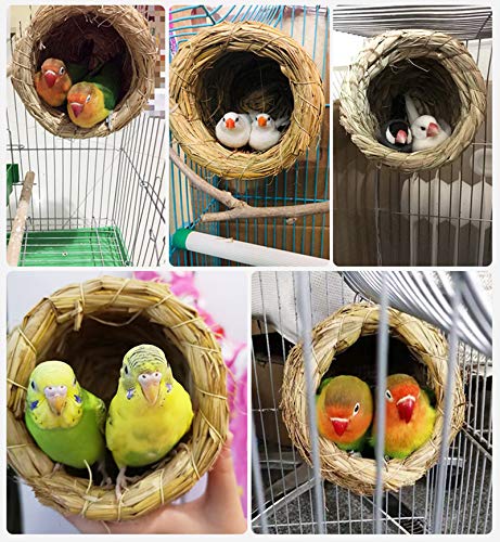 2Pcs Birdcage Straw, Lucky Interests Natural Fiber Simulation Birdhouse, Resting Breeding Place for Birds, Handmade Birds Nest Straw Bird, Hideaway from Predators, Provides Shelter from Cold Weather