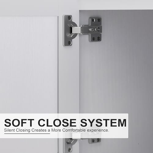 eclife 36" Bathroom Vanities Sink Combo with Side Cabinet, Modern MDF White Cabinet with Open Shelf, Mirror (Vanity Only)