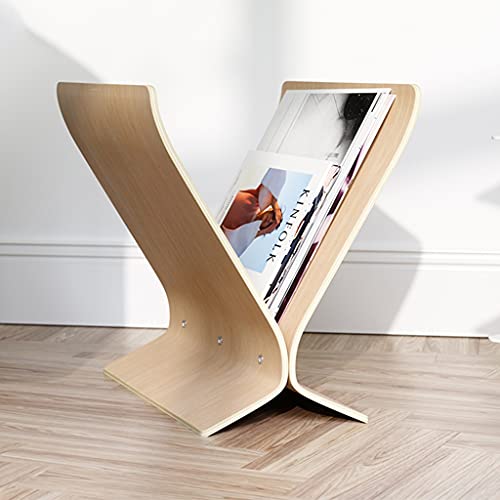 Storage Newspaper Baskets Magazine Rack Yellow Hotel Wooden Rack Home X-Shaped Furniture Stand Study Room Newspaper Rack (Color : Yellow, Size : 401939cm)