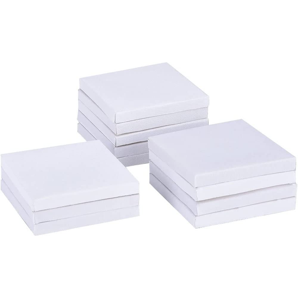 Mini Canvas Picture Frames 4x4 Inch 12 Pack, Stretched Small Canvas for Painting, Painting Canvas Square Canvas, Crafts for Kids