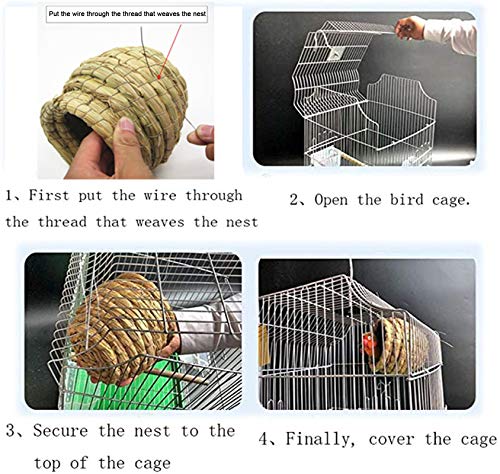 2Pcs Birdcage Straw, Lucky Interests Natural Fiber Simulation Birdhouse, Resting Breeding Place for Birds, Handmade Birds Nest Straw Bird, Hideaway from Predators, Provides Shelter from Cold Weather