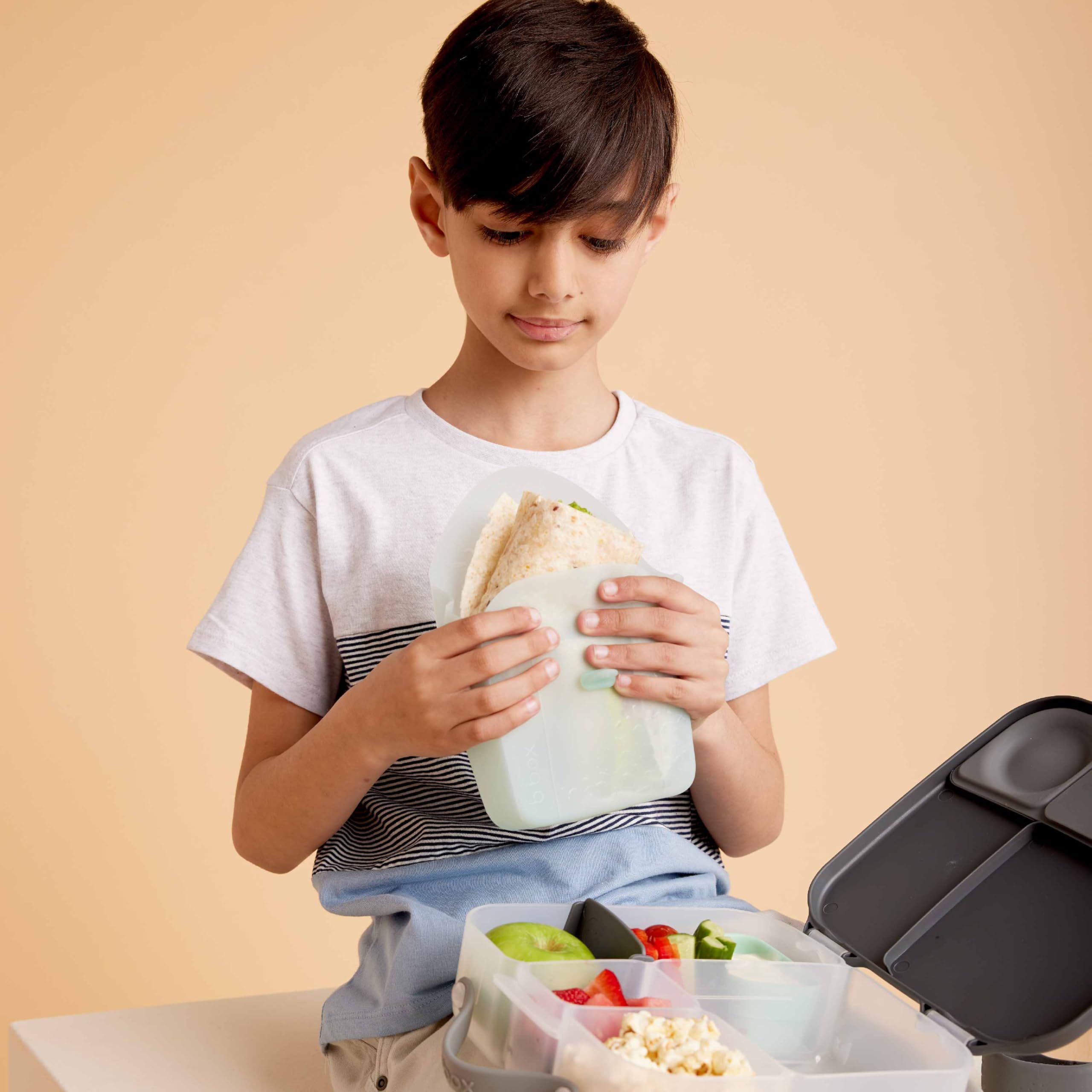 b.box NEW Silicone Sandwich Pocket | Reusable Silicone Pouch, Bento Box Divider | Fits in Lunch Box | Microwave, Freezer & Dishwasher Safe | Food Meal Prep Storage Container (Ages 3+, Forest)