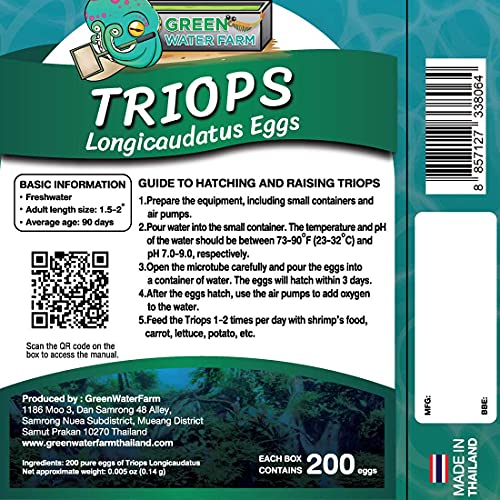 Greenwaterfarm Triops Longicaudatus Eggs for Hatching and Culture Suitable to be Pet and Science Project (Pure 200 Eggs)