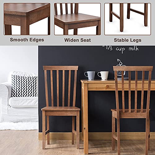 Giantex Wood Dining Chair, Set of 2 Traditional Side Chair w/High Slat Back, Rubber Wood Legs, 100 Degree Curved Backrest Spacious Seat, Versatile Farmhouse Dining Chairs for Kitchen Dining Room