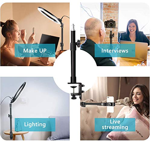 Overhead Phone Stand, Multi-Purpose Desktop Video Mount Holder Compatible with iPhone Samsung Smartphone Cameras Webcams Light Panels, for Nail Art, Baking, Crafting, Ceramics, Makeup, Online Course