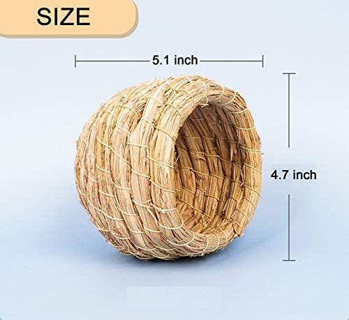 2Pcs Birdcage Straw, Lucky Interests Natural Fiber Simulation Birdhouse, Resting Breeding Place for Birds, Handmade Birds Nest Straw Bird, Hideaway from Predators, Provides Shelter from Cold Weather