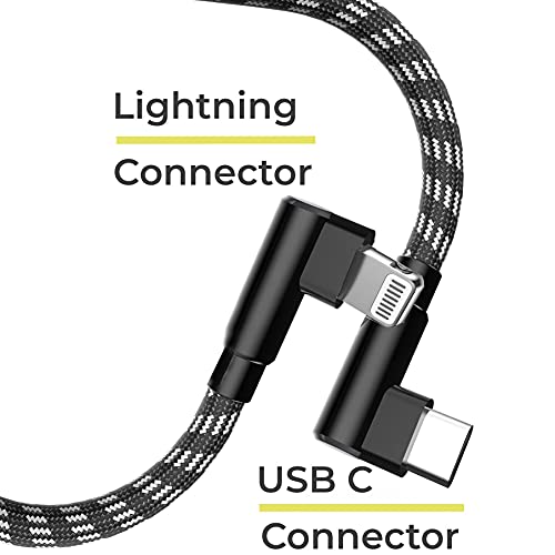 Agoz 10FT Apple MFI Certified Lightning to USB C Cable 90° Right Angle FAST Charger Cord Compatible With iPhone 14, 13, 12 Pro Max, iPhone SE, 11 Pro Max, iPhone XS MAX, iPhone XR X XS, iPhone 8 7 6 5