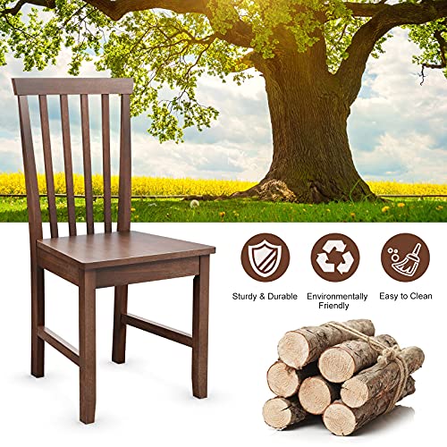 Giantex Wood Dining Chair, Set of 2 Traditional Side Chair w/High Slat Back, Rubber Wood Legs, 100 Degree Curved Backrest Spacious Seat, Versatile Farmhouse Dining Chairs for Kitchen Dining Room