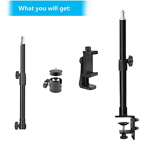 Overhead Phone Stand, Multi-Purpose Desktop Video Mount Holder Compatible with iPhone Samsung Smartphone Cameras Webcams Light Panels, for Nail Art, Baking, Crafting, Ceramics, Makeup, Online Course