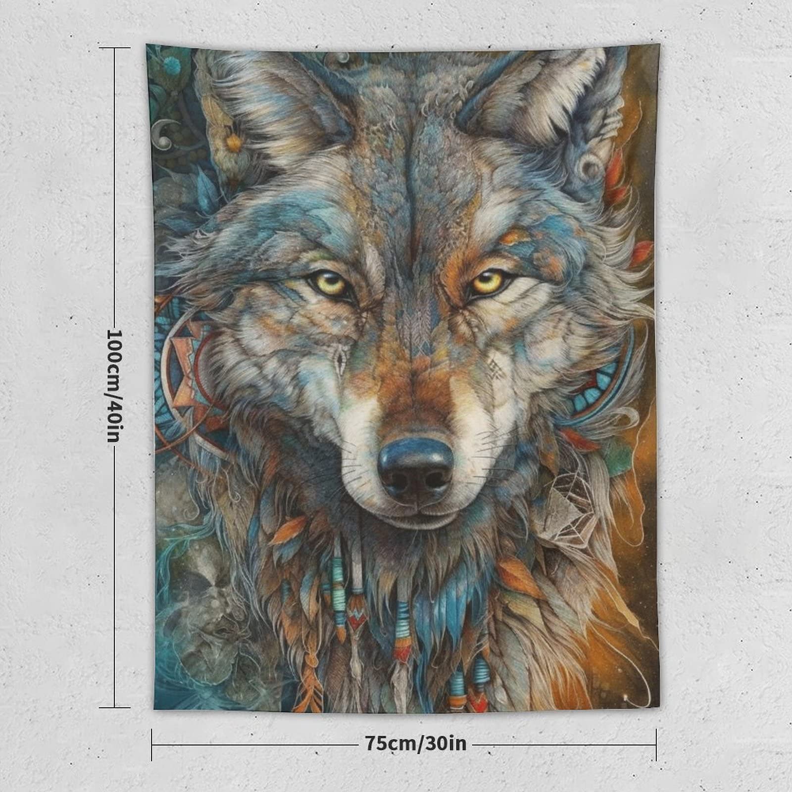 Joint Gou Cool Wolf Tapestry, Bohemian Style Tapestry Wall Hanging, Animal Aesthetic Tapestries Wall Art Home Decor for Bedroom Living Room 30"x40"
