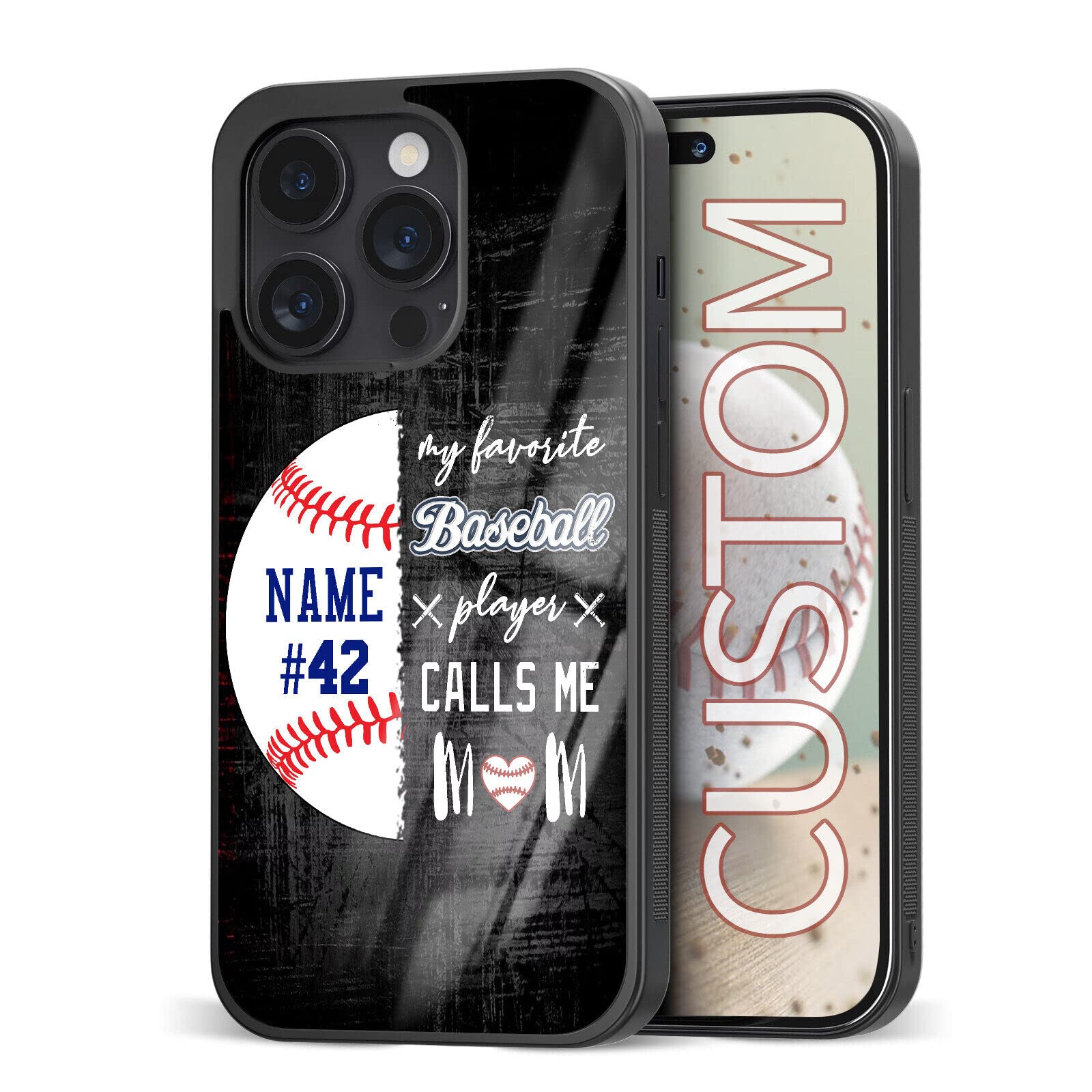 Eomnniofoy Custom Baseball Mom Phone Cases for Samsung Galaxy S10 S20 S21 S22 S23 S24 S25 Ultra Plus FE Edge | for iPhone Moto for Pixel, My Favorite Player Call Me Mom Gifts for Women Girls