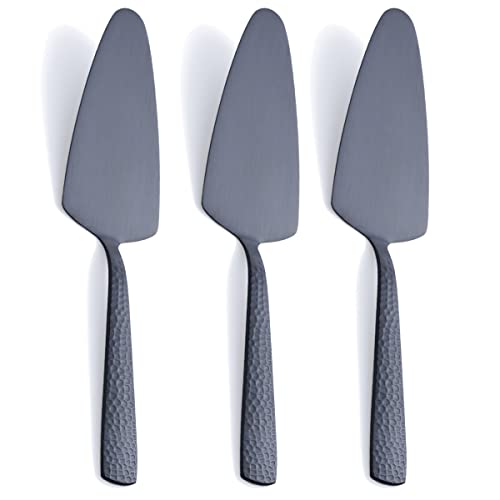 FULLYWARE Matte Black Cake Pie Server, 9.4-inch Stainless Steel Heavy Duty Pizza Spatula, Satin Finish, Set of 3