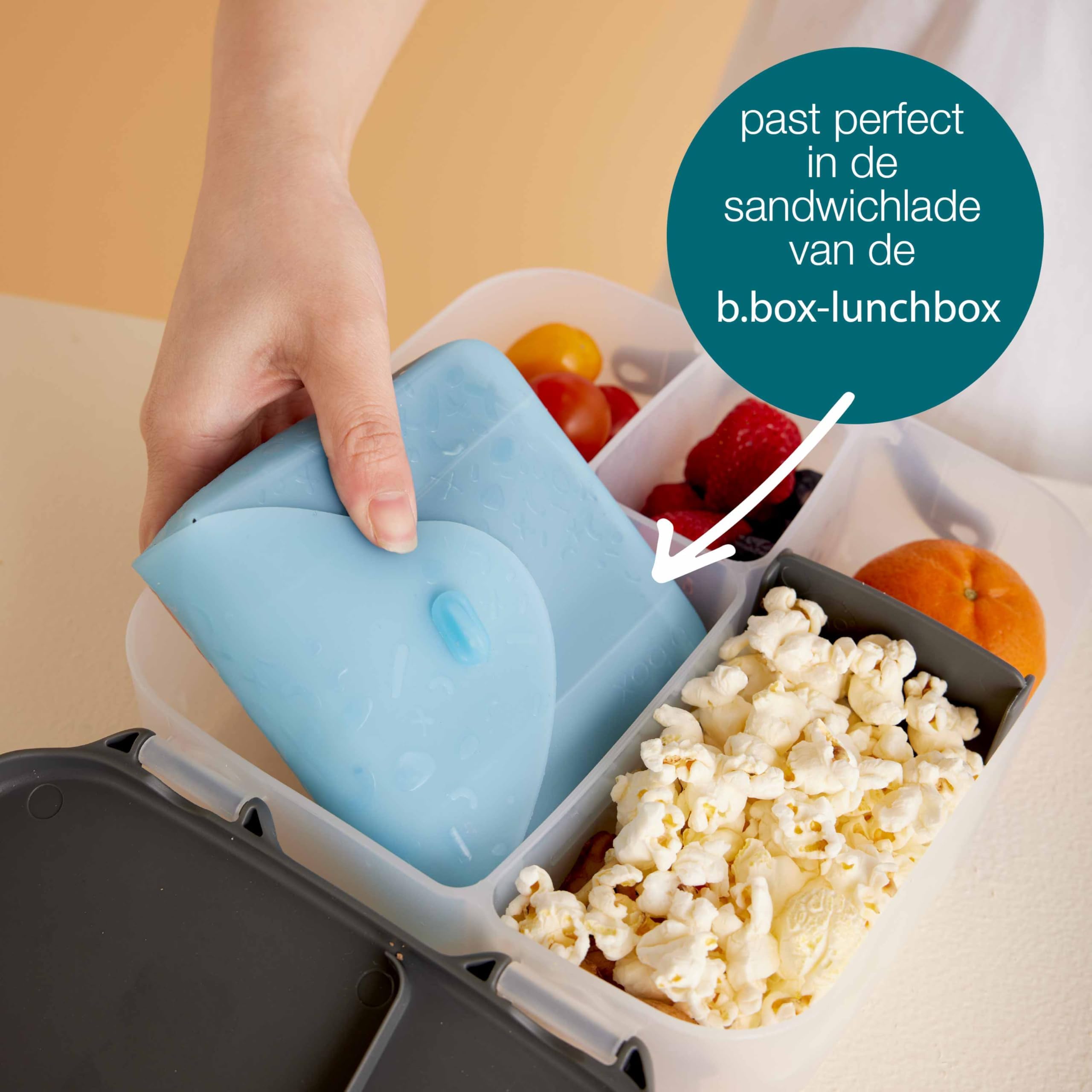 b.box NEW Silicone Sandwich Pocket | Reusable Silicone Pouch, Bento Box Divider | Fits in Lunch Box | Microwave, Freezer & Dishwasher Safe | Food Meal Prep Storage Container (Ages 3+, Forest)