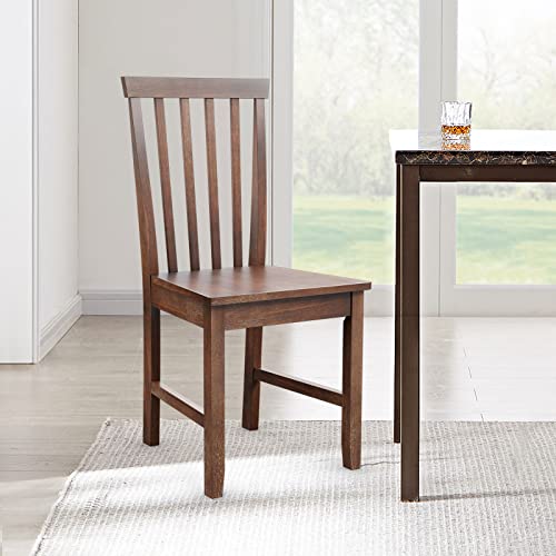 Giantex Wood Dining Chair, Set of 2 Traditional Side Chair w/High Slat Back, Rubber Wood Legs, 100 Degree Curved Backrest Spacious Seat, Versatile Farmhouse Dining Chairs for Kitchen Dining Room