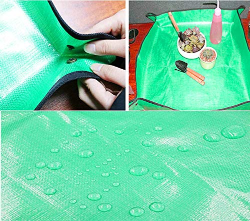 XATDOMESD (39.5x39.5) Inch Foldable Gardening Mat,Plant Repotting Mat,Waterproof Thicken PE Mat, Anti Dirty Tarp, Green