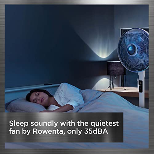 Rowenta Turbo Silence Standing Floor Fan with Remote 53 Inches Ultra Quiet Fan Oscillating, Portable, 5 Speeds, Indoor, Refresh Up to 23-Feet VU5870