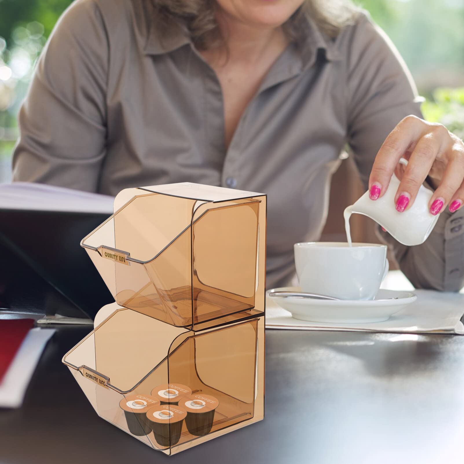 Cabilock Coffee Pod Storage Box Tea Bags Storage Holder Toilet Stool Plastic Tea Bag Rack Food Tea Bag Holder Instant Coffee Bag Holder Tea Bag Storage Rack The Pet Japanese-style