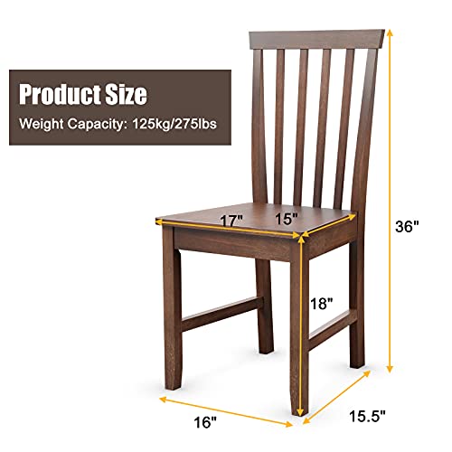 Giantex Wood Dining Chair, Set of 2 Traditional Side Chair w/High Slat Back, Rubber Wood Legs, 100 Degree Curved Backrest Spacious Seat, Versatile Farmhouse Dining Chairs for Kitchen Dining Room