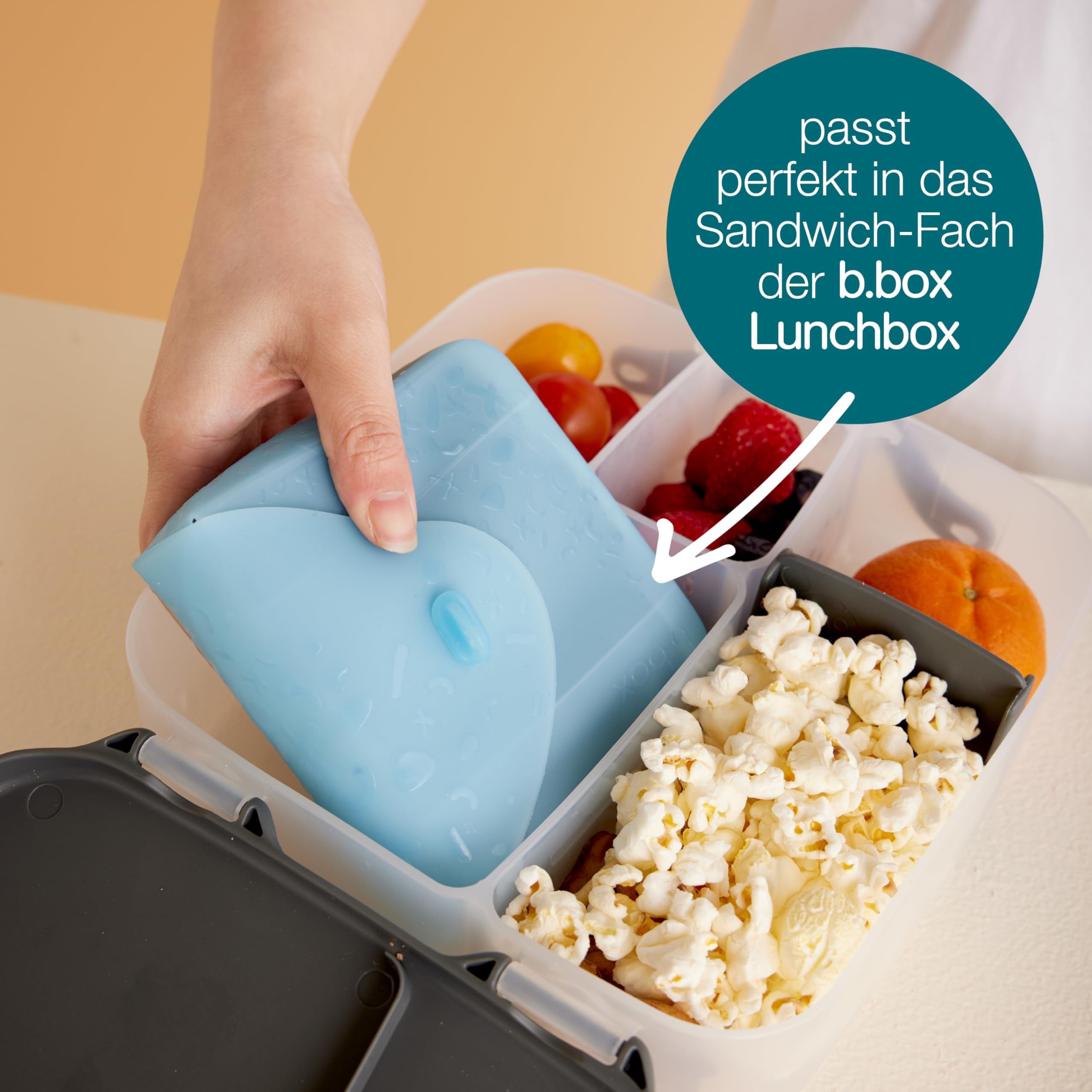 b.box NEW Silicone Sandwich Pocket | Reusable Silicone Pouch, Bento Box Divider | Fits in Lunch Box | Microwave, Freezer & Dishwasher Safe | Food Meal Prep Storage Container (Ages 3+, Forest)