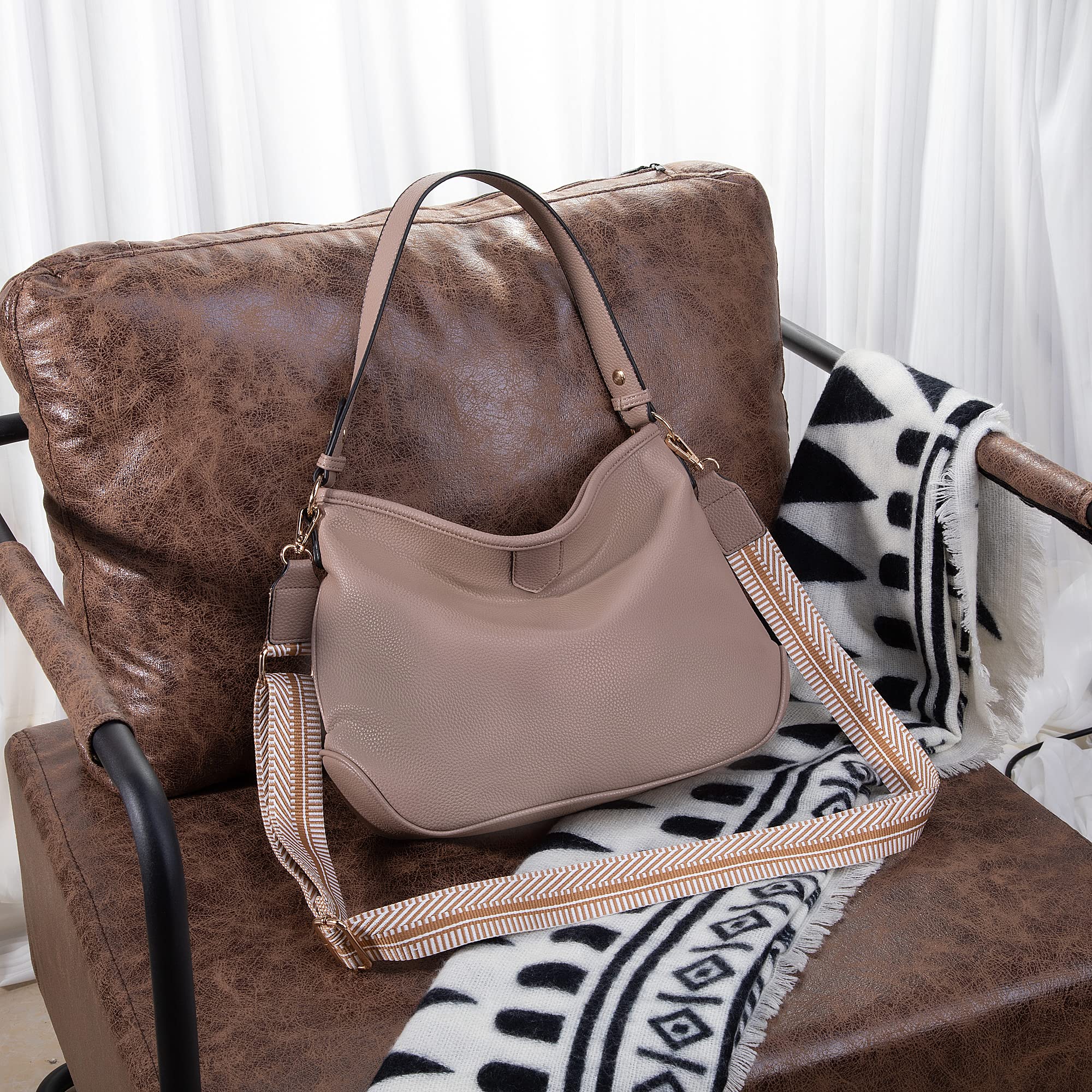 Montana West Soft Hobo Bags for Women Purses and Handbags Top Handle Shoulder Bags with Adjustable Guitar Strap MWC-085BKH