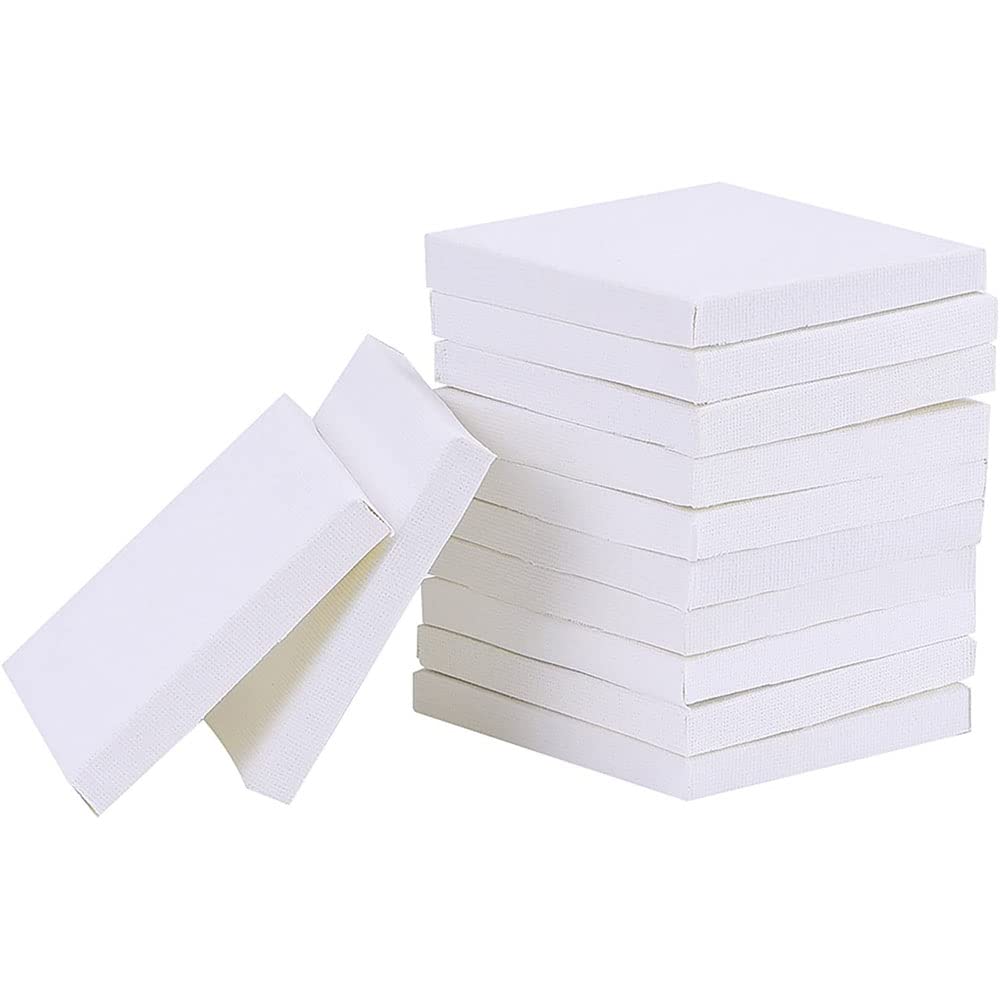 Mini Canvas Picture Frames 4x4 Inch 12 Pack, Stretched Small Canvas for Painting, Painting Canvas Square Canvas, Crafts for Kids