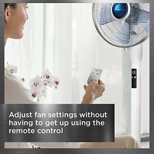Rowenta Turbo Silence Standing Floor Fan with Remote 53 Inches Ultra Quiet Fan Oscillating, Portable, 5 Speeds, Indoor, Refresh Up to 23-Feet VU5870