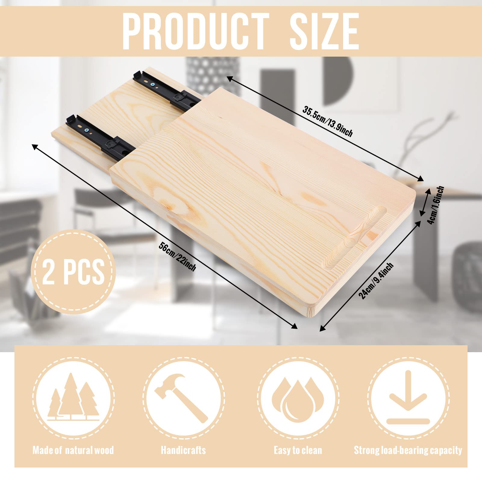 2 Pcs Wooden Kitchen Appliances Slider Handy Sliding Tray for Coffee Maker Kitchen Appliance Moving Caddy Countertop Slider with Smooth Rolling Wheels for Blender, Toaster, Air Fryer