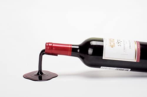 PLAYABLE ART Spilled Wine Bottle Holder - Fun and Unique Way to Display Your Favorite Wine - Red (Set of 2)