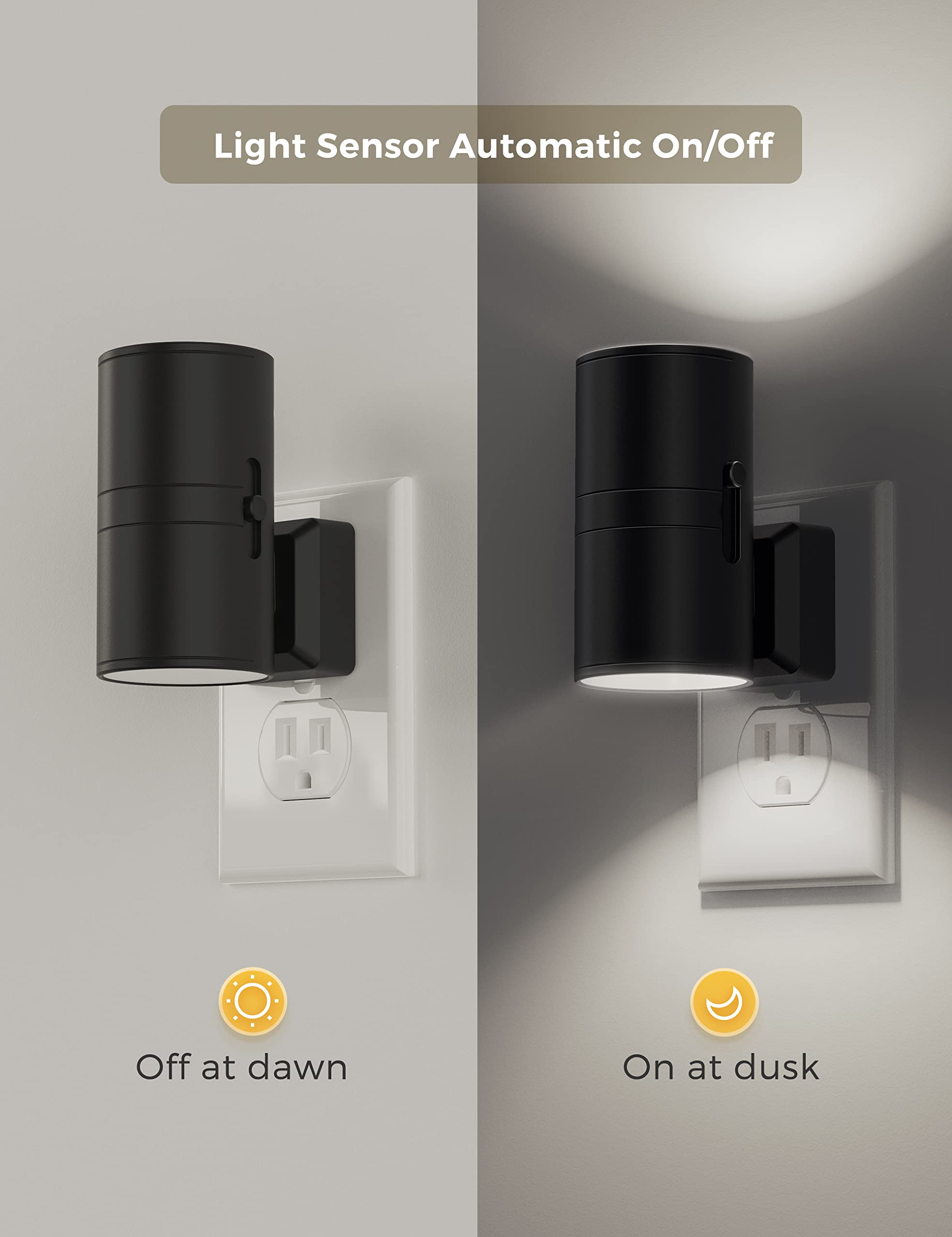 L LOHAS LED Night Light, Bright Night Light, Night Lights Plug into Wall, 5000K Daylight White, Dimmable Night Lights with Light Sensor, Decorative Night Lights for Hallway Bathroom Kitchen, 2 Pack