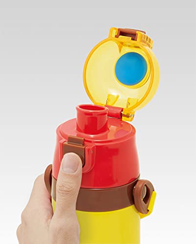 Skater SKDC4-A Children's 2-Way Stainless Steel Water Bottle with Cup, Pikachu, 21 Face, Pokemon, 15.2 fl oz (430 ml)
