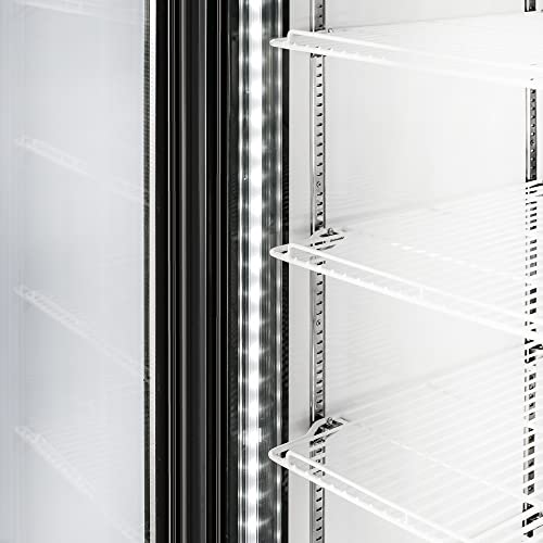 DHPM 51" 2 Sliding Glass Reach in Refrigerator Swing, Door Upright Display Beverage Cooler Merchandiser, Antique White