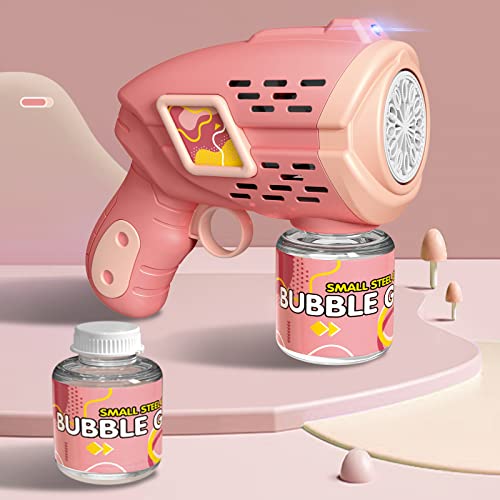 2 Sets Bubble Machine Gun, Bubble Gun with Lights/Bubble Solution, Bubbles Machine for Kids Toddlers, Summer Toy Gift for Outdoor Indoor Birthday Wedding Party - Pink Bubble Makers