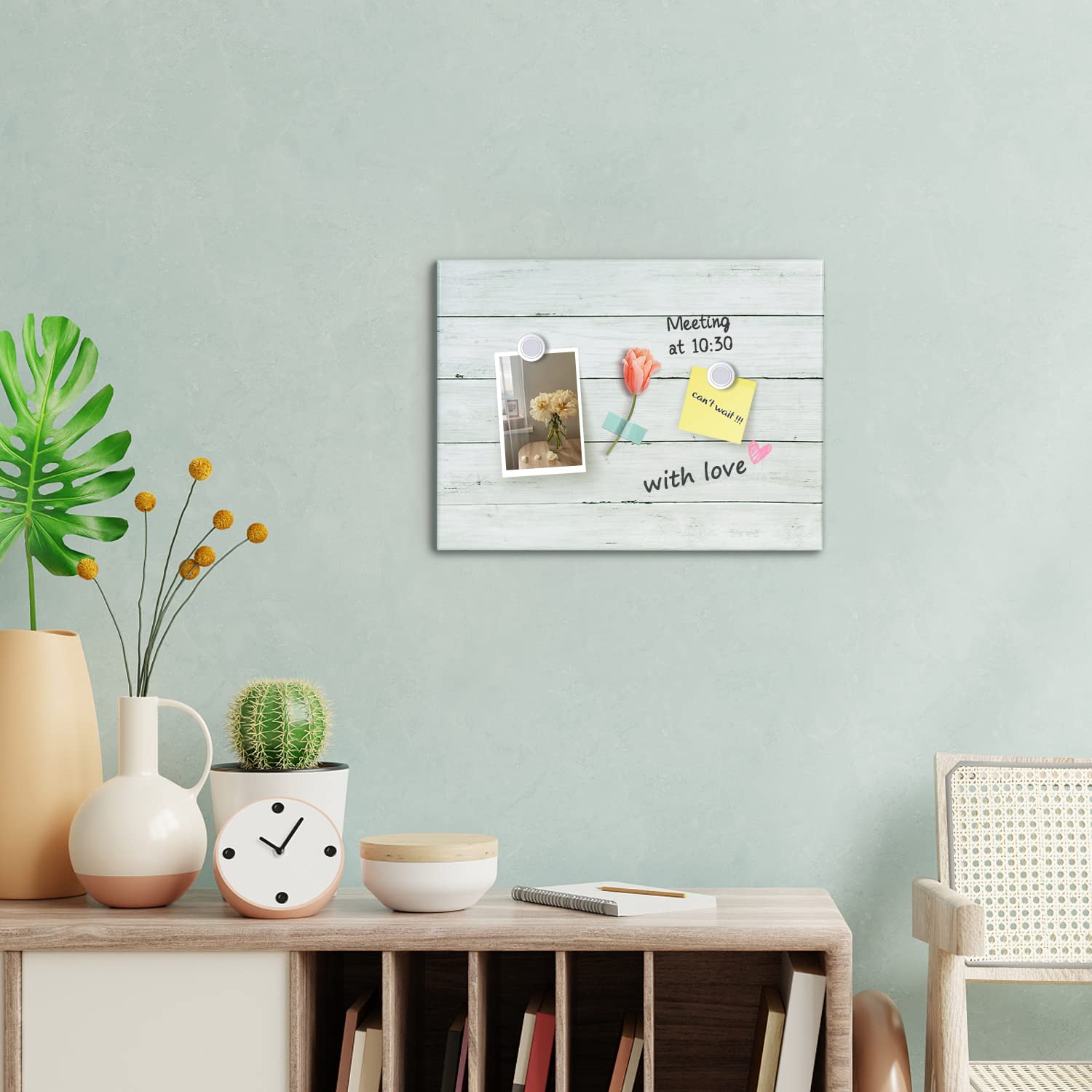 Aitakatta Wooden Planks Print Magnetic Surface Dry Erase Board, 12 x 16 inches Decorative White Board for Wall with Design, Frameless Dry Erase Board for Wall(Plank,4030,1pc)